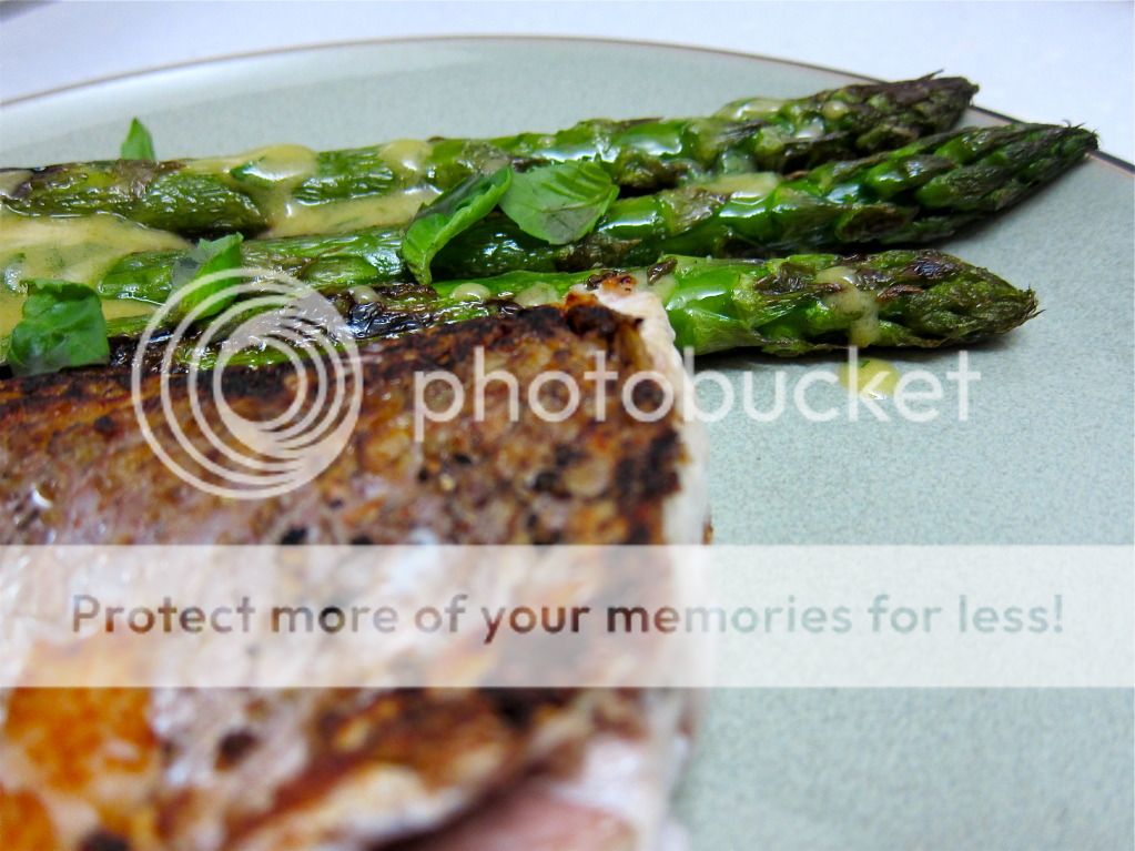 Pan-fried snapper fillets with lemon-herb-mustard asparagus | Food is ...